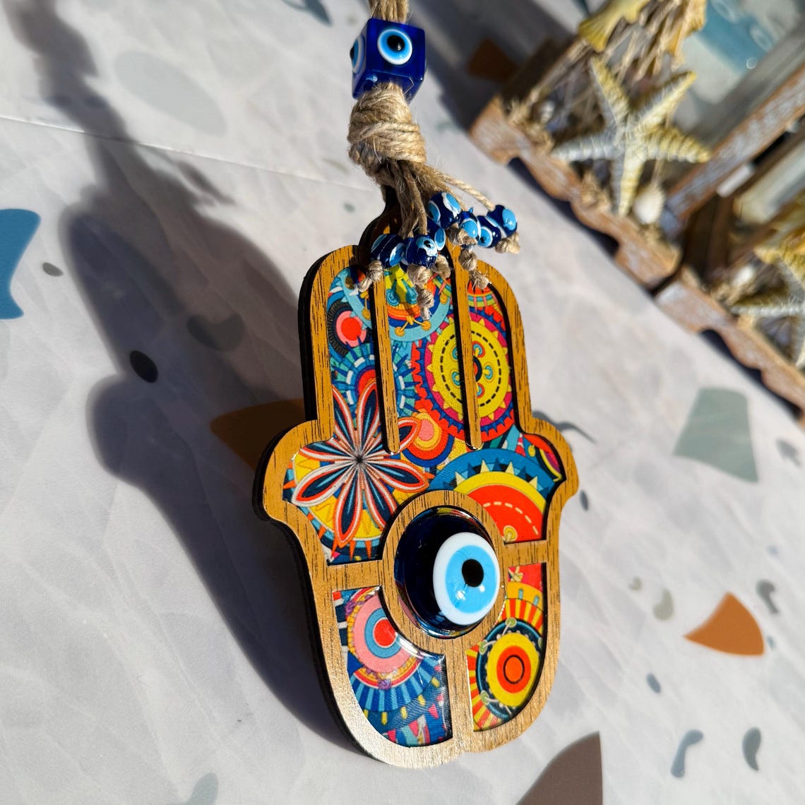 Handmade Fatima Hand Evil Eye Wall Hanging: Turkish Nazar Charm - Etsy