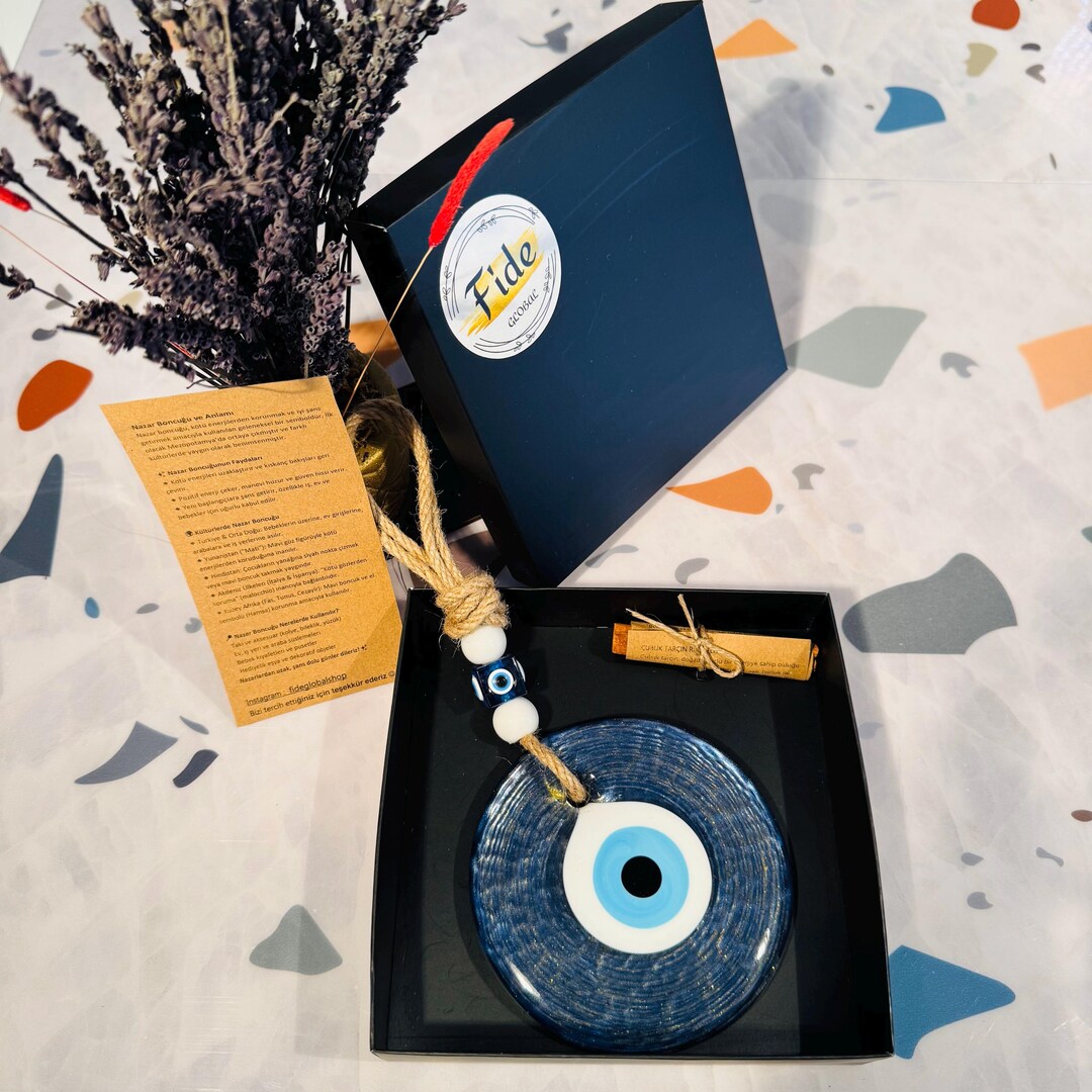 Dark Blue Evil Eye Wall Charm - Turkish Nazar Boncuk - Handmade Glass ...