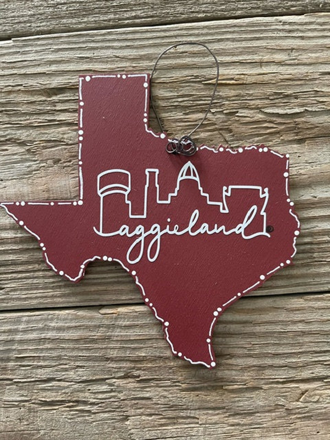 2129 Texas Shape With Aggieland Skyline Christmas Ornament - Etsy