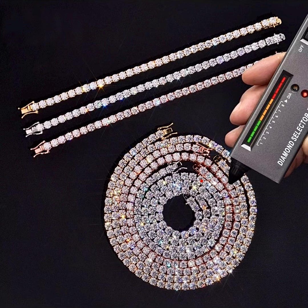 Moissanite Tennis Chain. Pass Diamond Tester! - Etsy