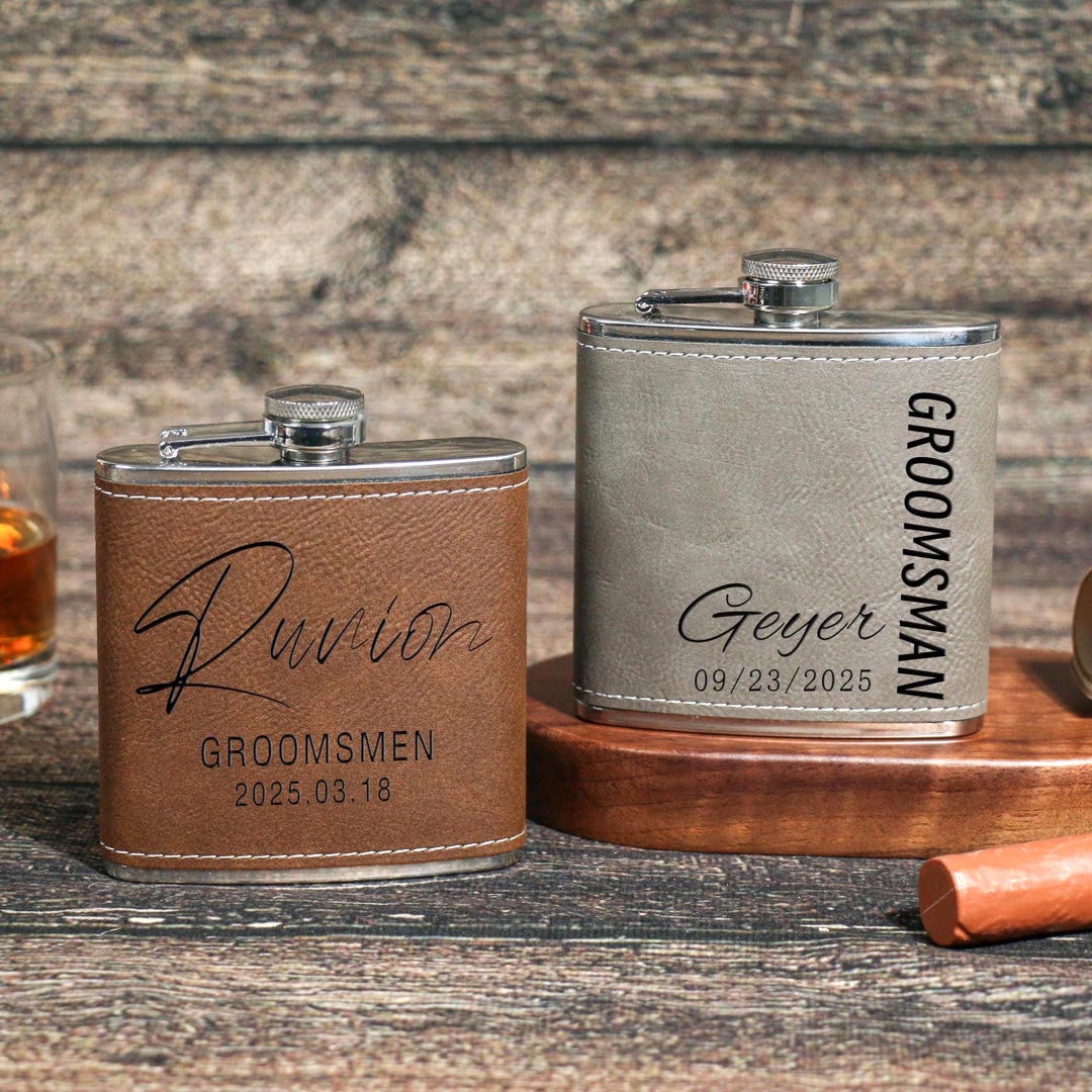 Personalized Leather Flask for Men, Personalized Hip Flask, Groomsmen ...