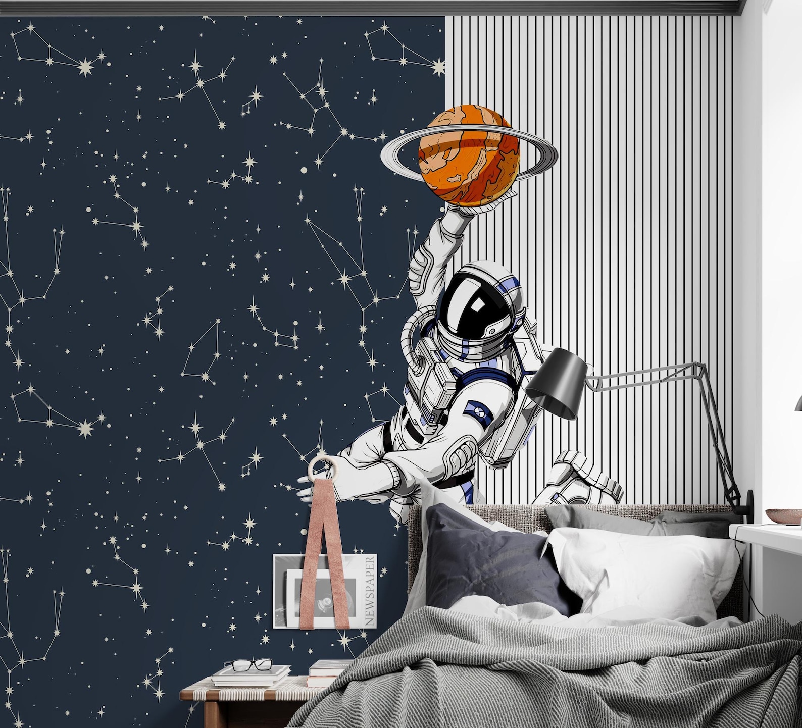 Astronaut and Constellations Wallpaper – Starry Night Mural With Space ...