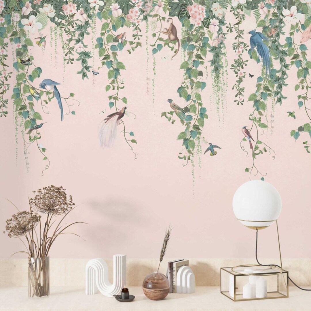 Dangling Tropical Animals on Vine Wallpaper Jungle Safari Theme, Kids ...
