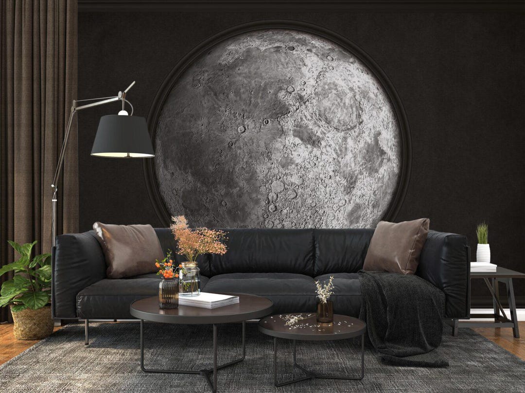 3D Full Moon Look Wallpaper Realistic Lunar Design, Celestial Wall Art ...