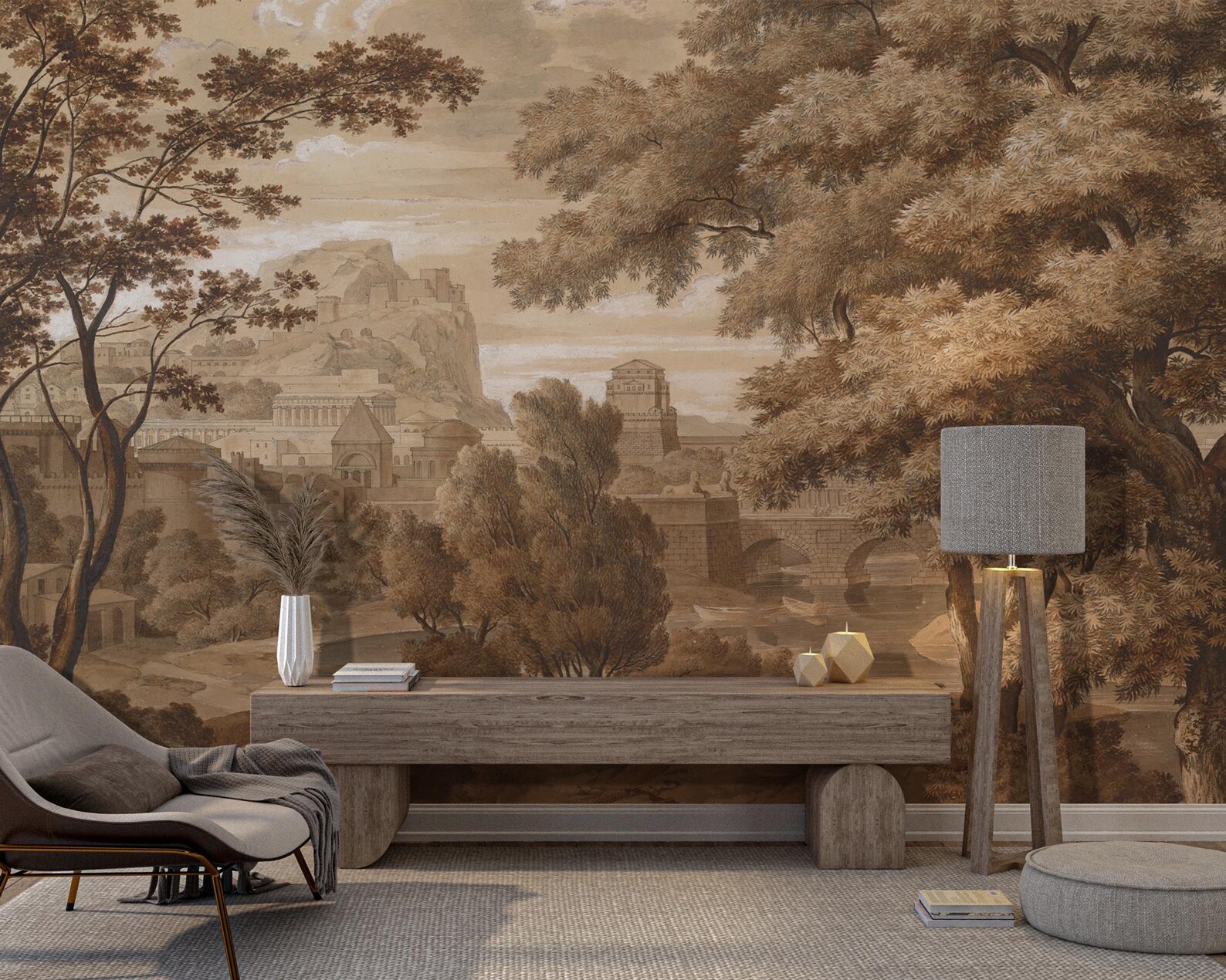 Ancient Rome Landscape Wallpaper – Historical City Mural With Vintage ...