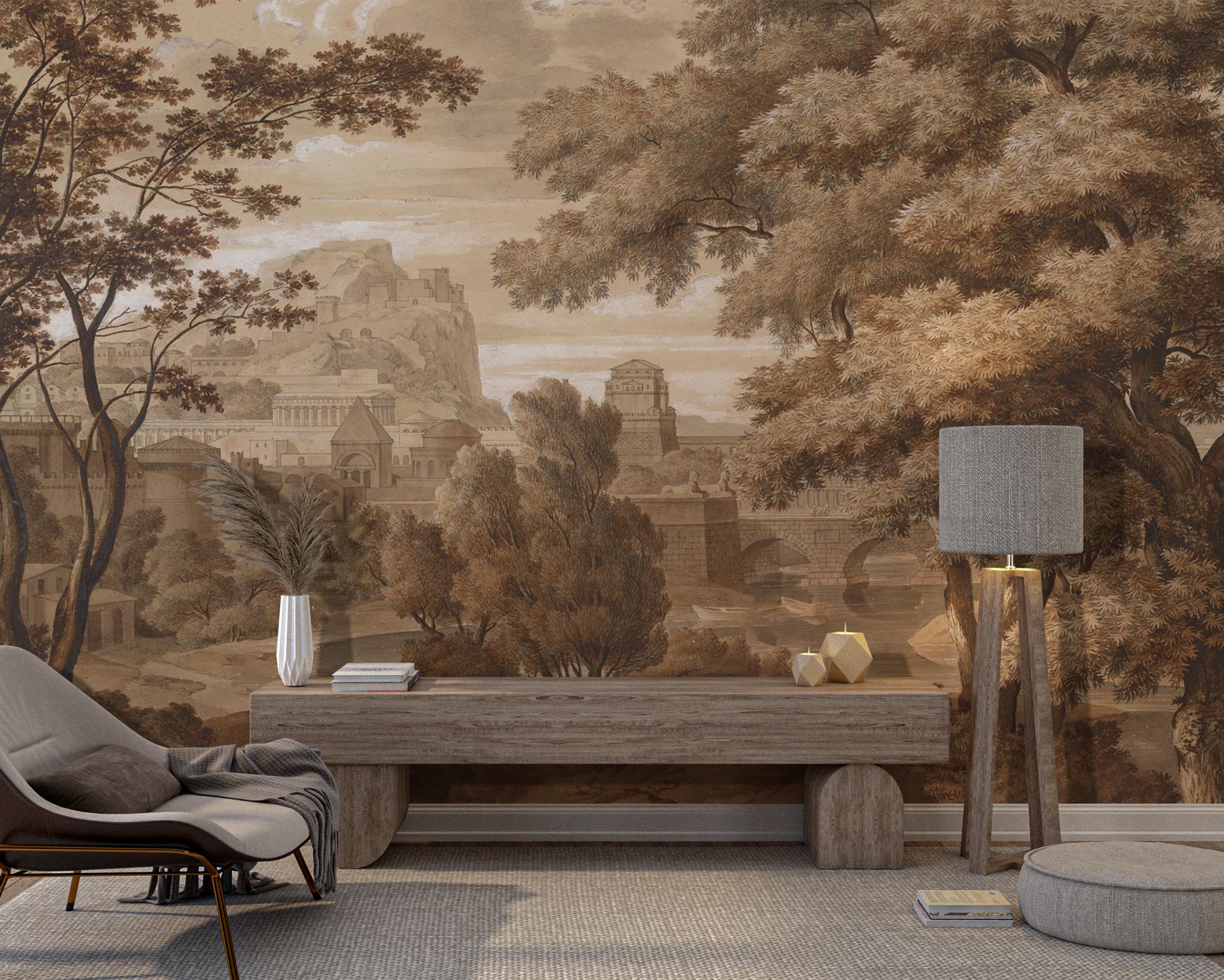 Ancient Rome Landscape Wallpaper – Historical City Mural With Vintage ...