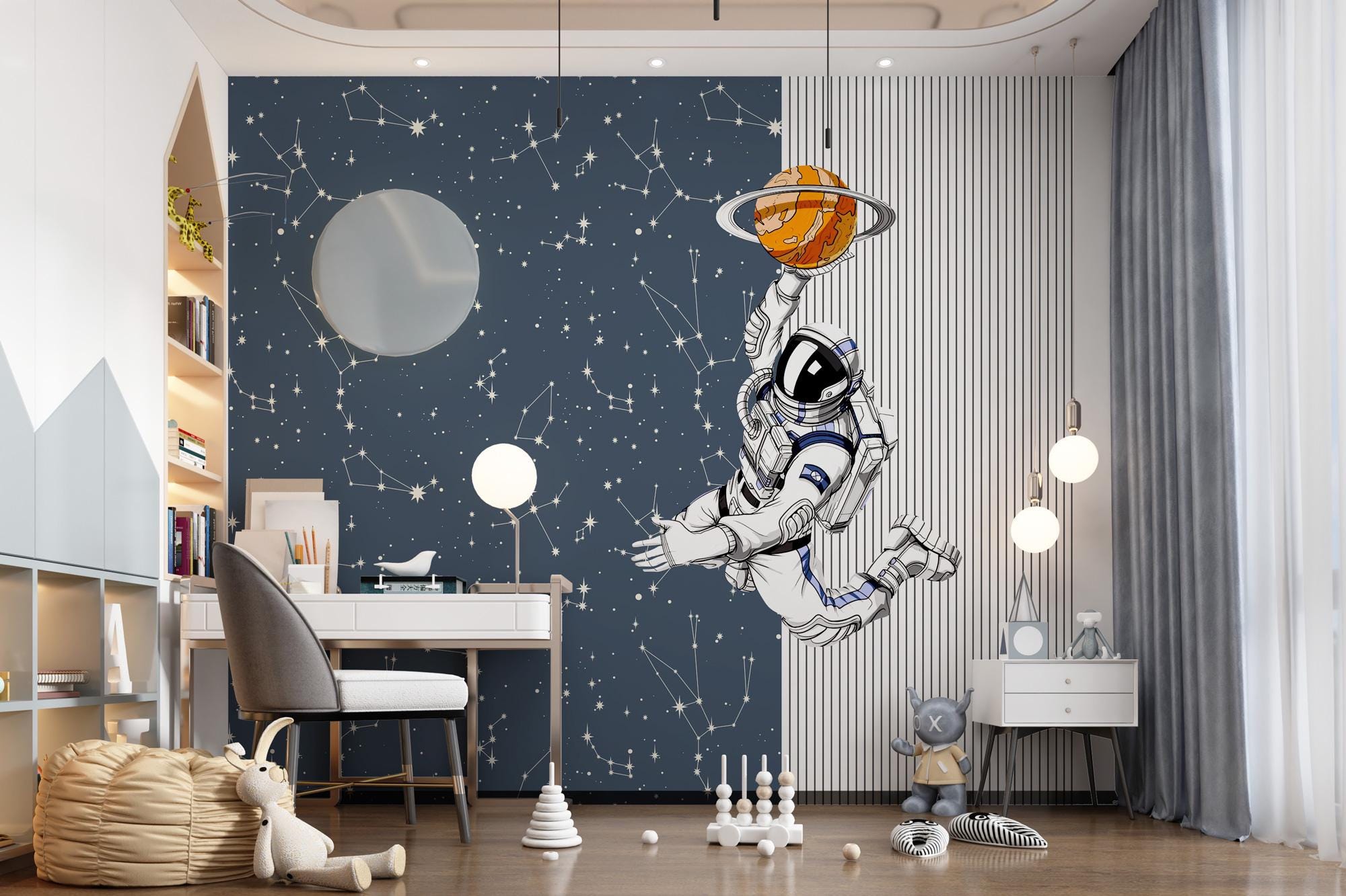 Astronaut and Constellations Wallpaper – Starry Night Mural With Space ...