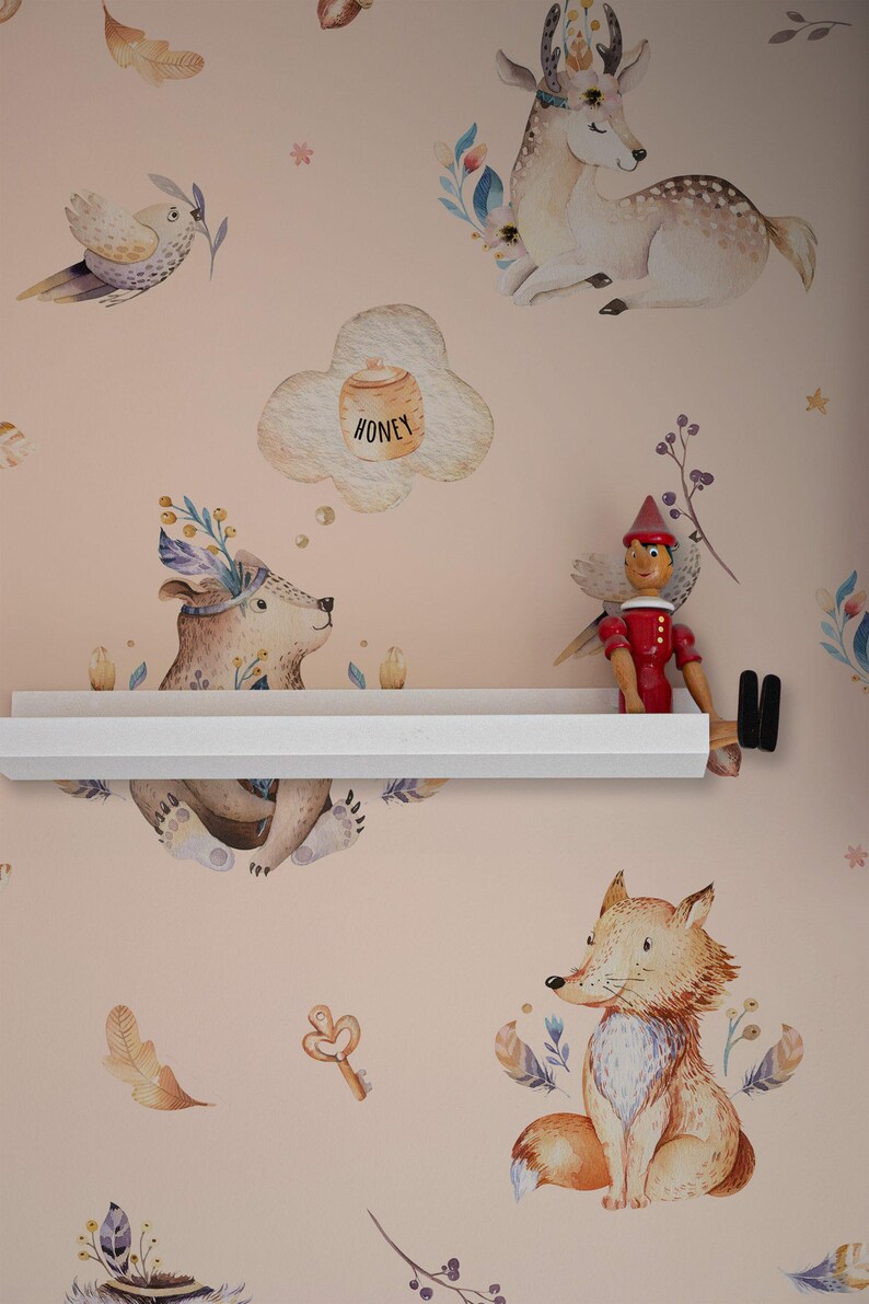 Soft Forest Animals in Pastels Wallpaper – Gentle Animal Mural With ...