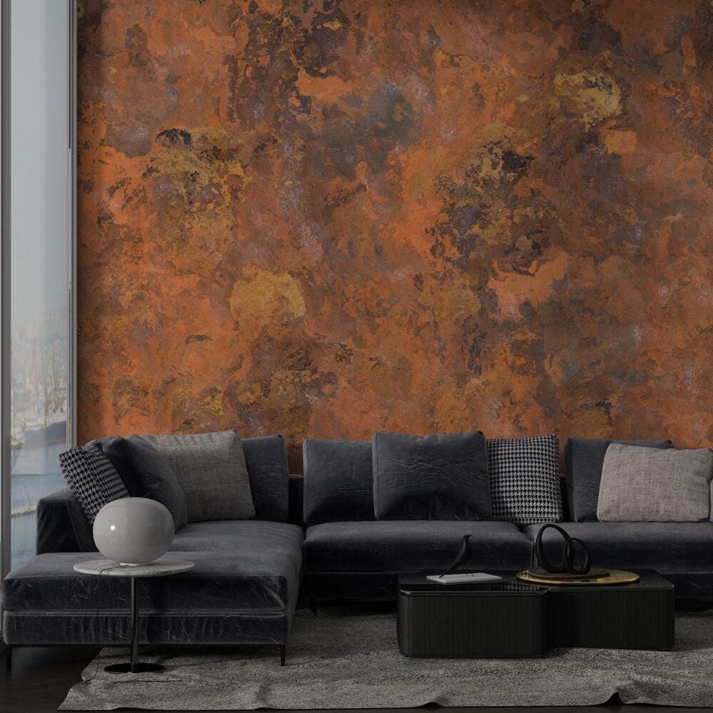 Copper Toned Wall Pattern Wallpaper Industrial Chic, Textured Wall ...