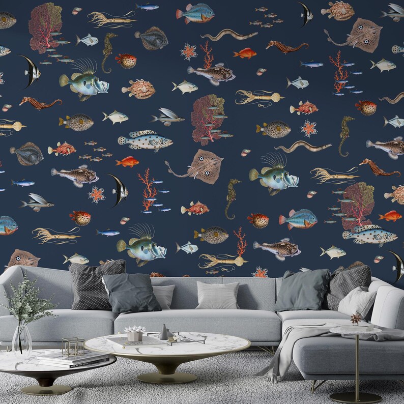 Sea Creatures & Coral Wallpaper Vibrant Ocean Reef, Undersea World ...
