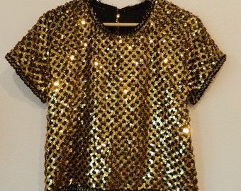 Gold sequin blouse | Etsy