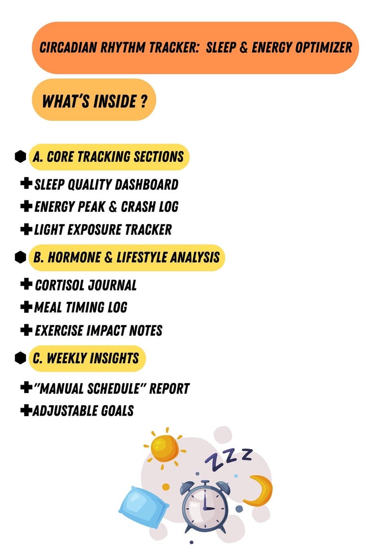 Circadian Rhythm Tracker , Printable Rhythm Tracker, Daily Tracker ...