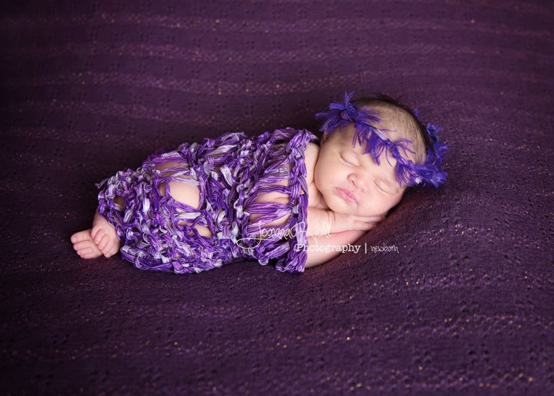 Purple Baby Lace Wrap Photo Prop Ribbon Blanket Newborn Photography ...