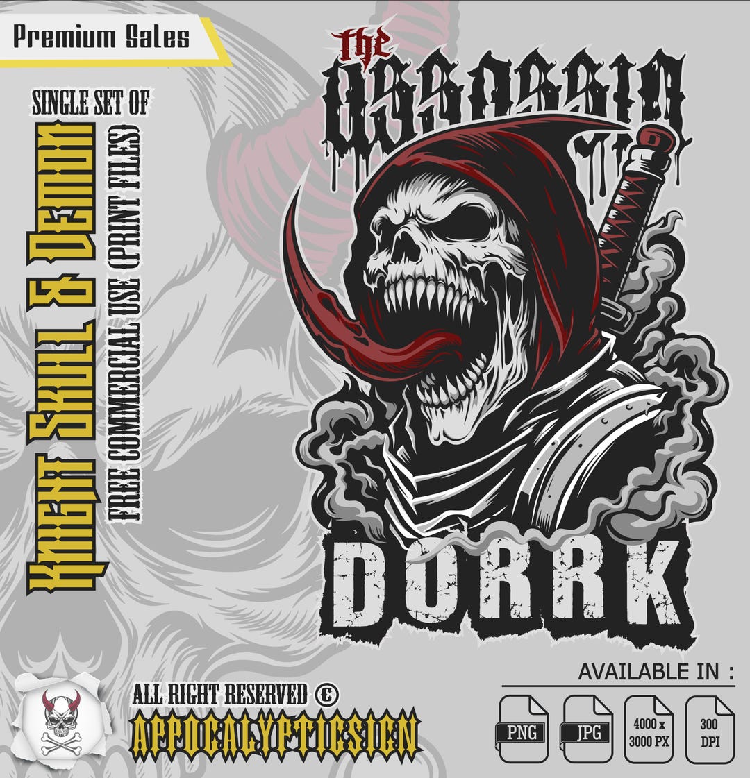 Assassin Skull Dark Art PNG - Dorrk - for Sublimation and DTG Printing ...