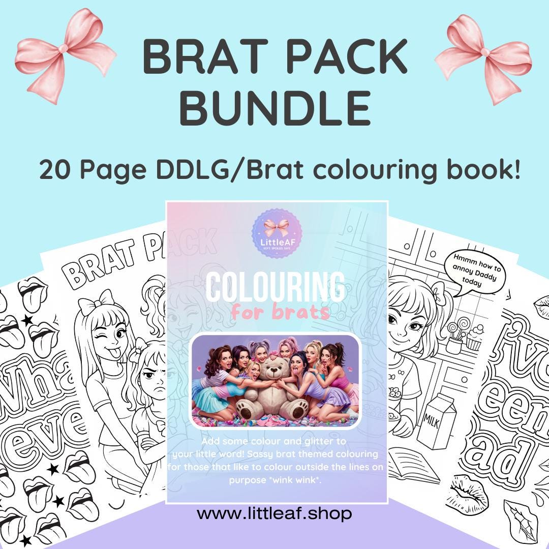 Littleaf Brat Pack Colouring Pack | DDLG 20 Page Downloadable | Brats ...