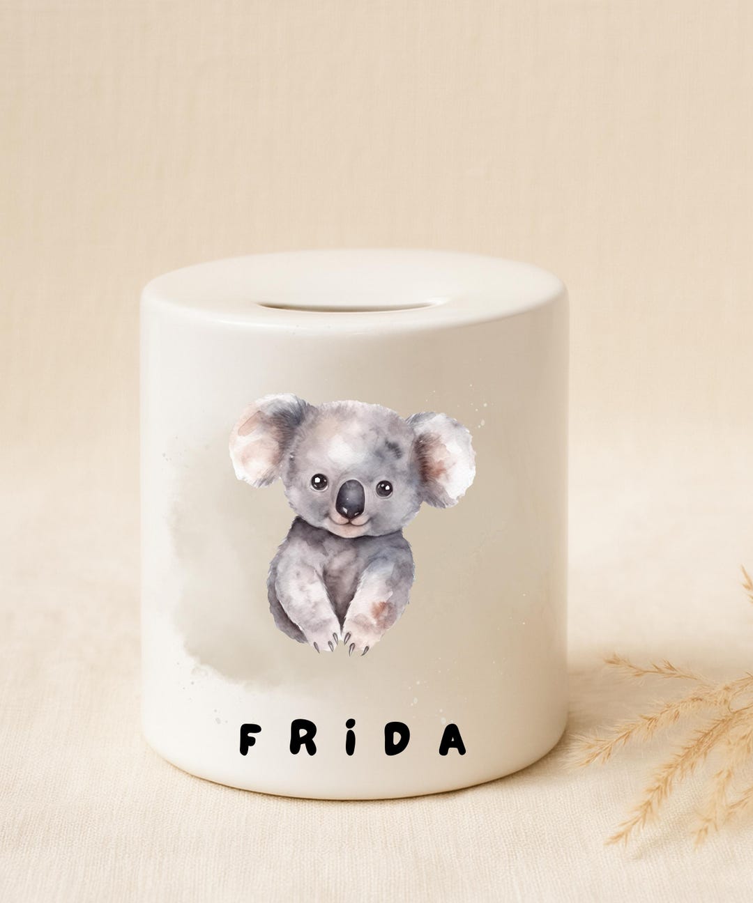 Koala Money Box With Name, Children's Gift for Birth, Christening ...