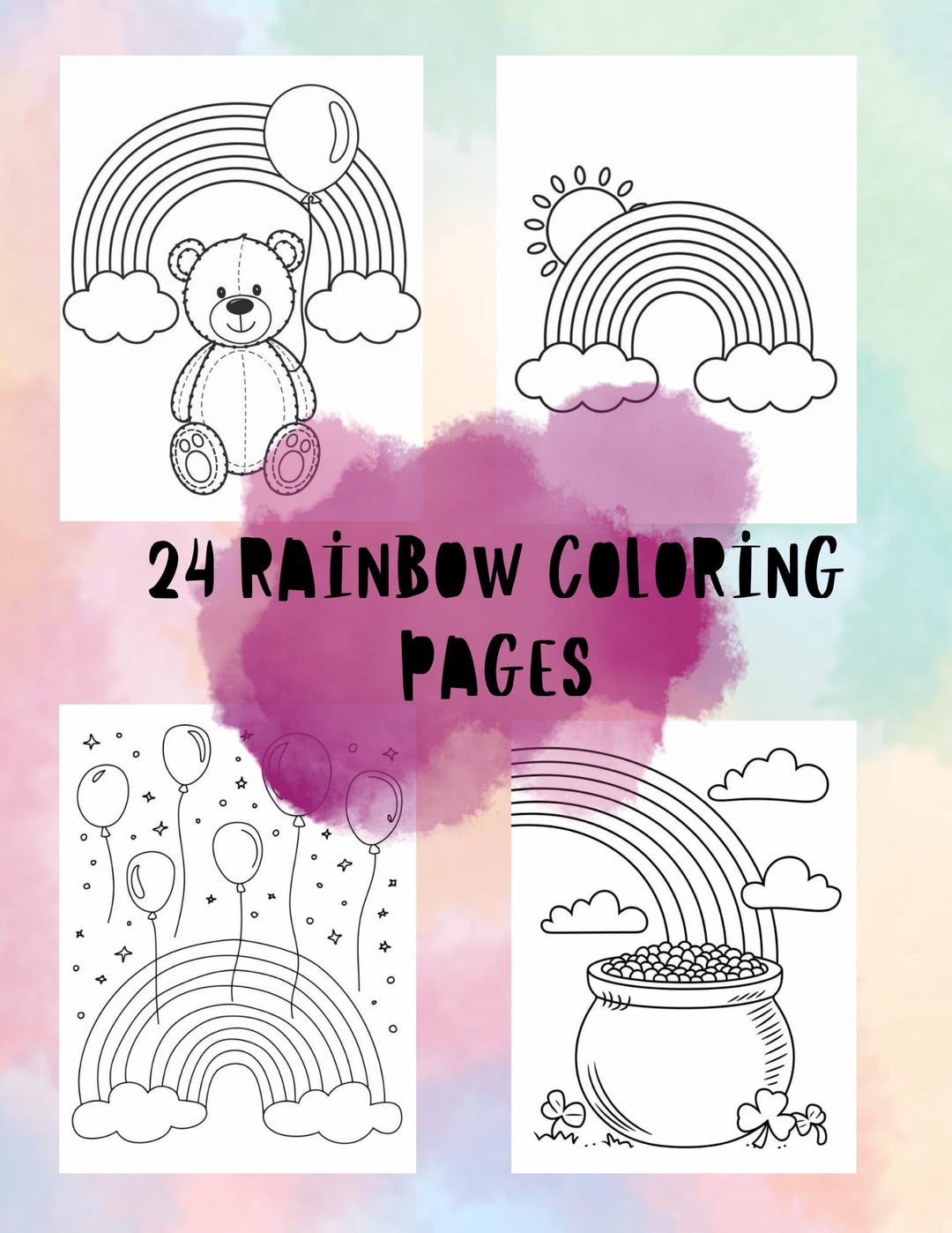 24 Rainbow Coloring Pages – Printable PDF for Kids & Adults – Fun ...