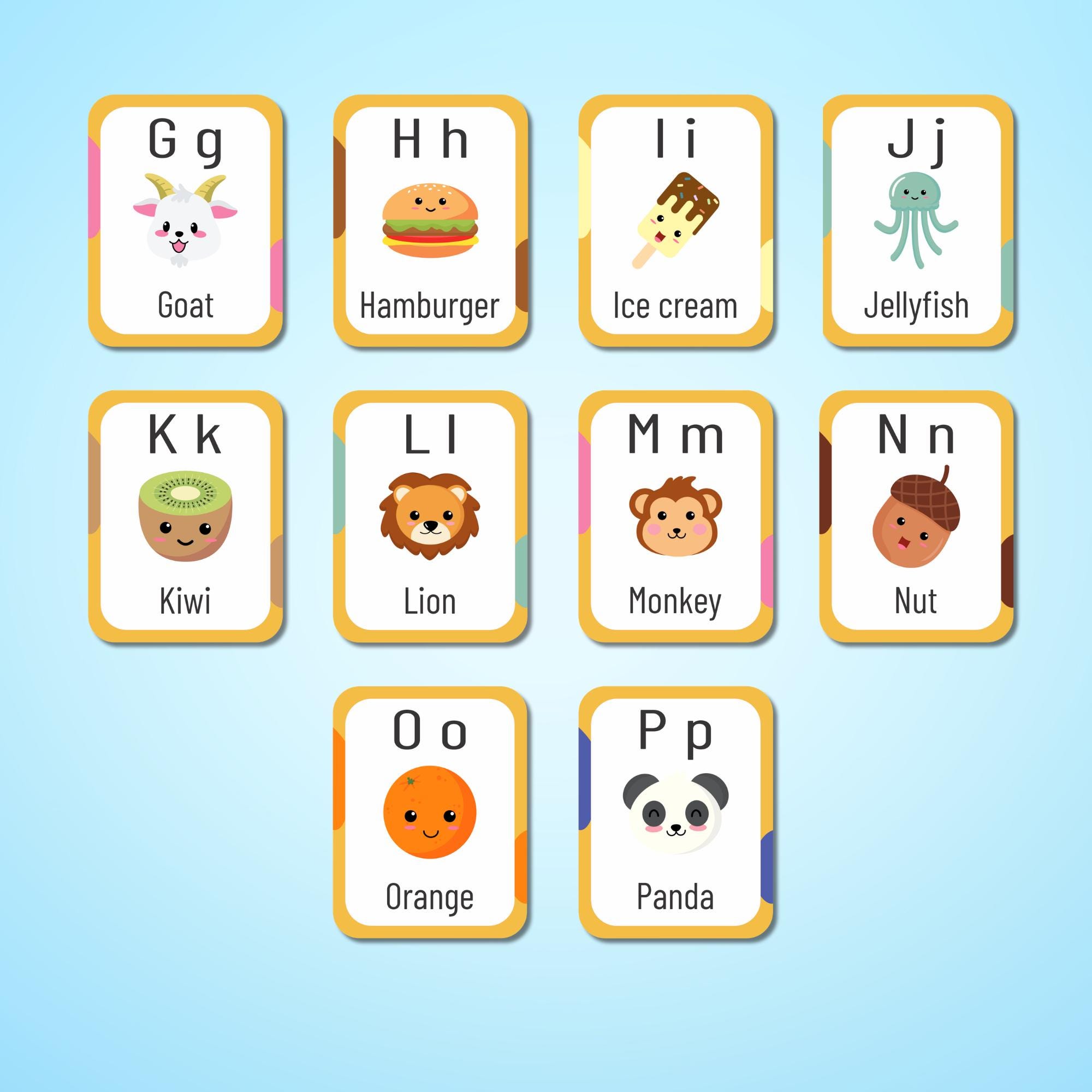 26 ABC Flash Cards Alphabet Digital Printable Montessori Learning A-Z ...
