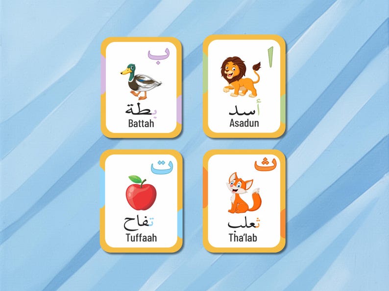 Arabic Alphabet Flash Cards Printable Kids Educational Learning ...