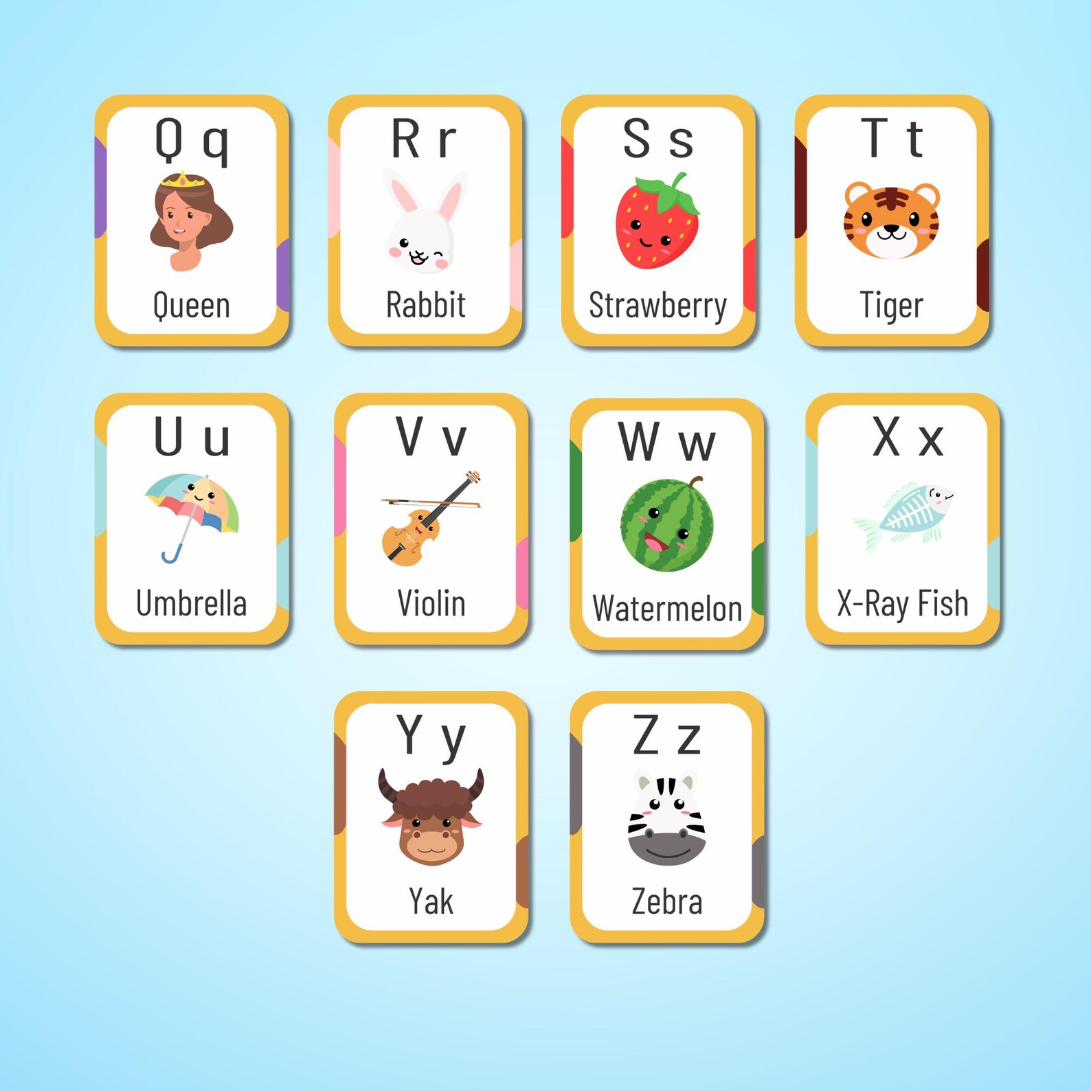 26 ABC Flash Cards Alphabet Digital Printable Montessori Learning A-Z ...