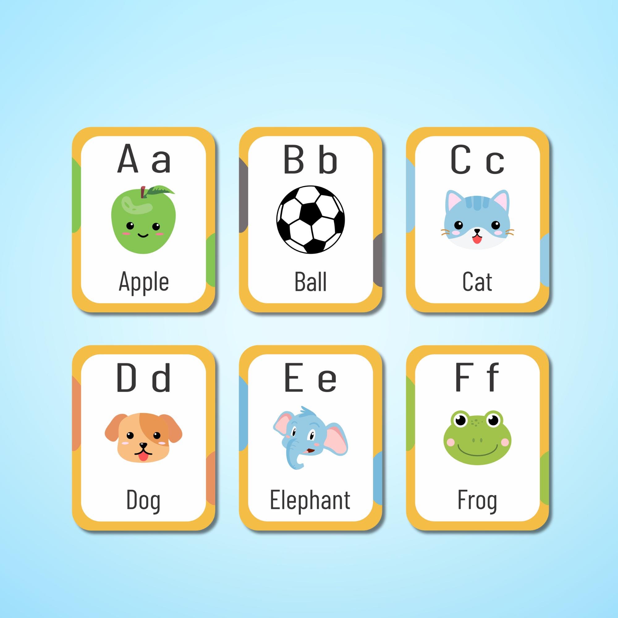 26 ABC Flash Cards Alphabet Digital Printable Montessori Learning A-Z ...