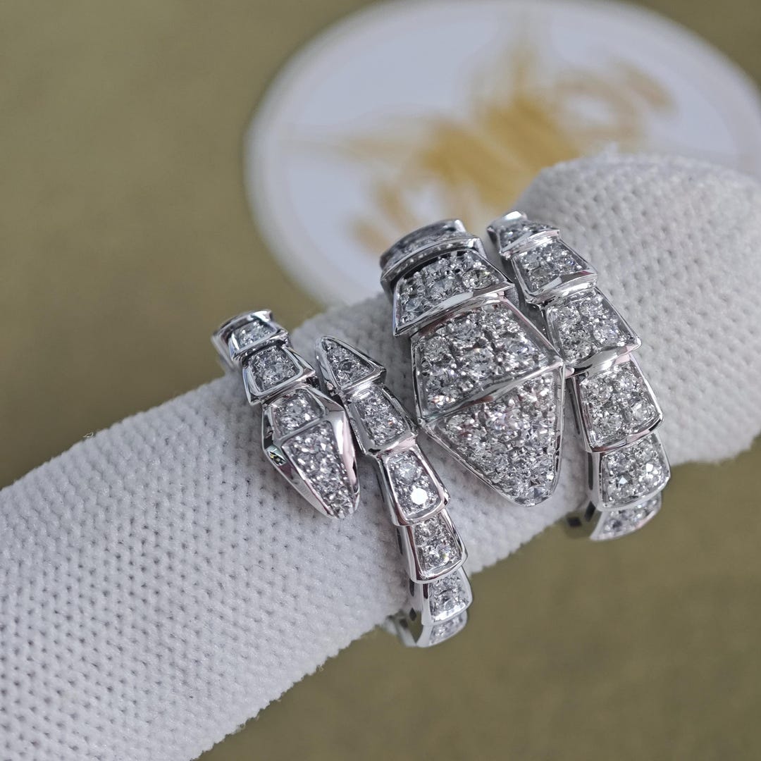 18k White Gold Serpenti Viper Ring Snake With VS Lab Diamond Stone ...