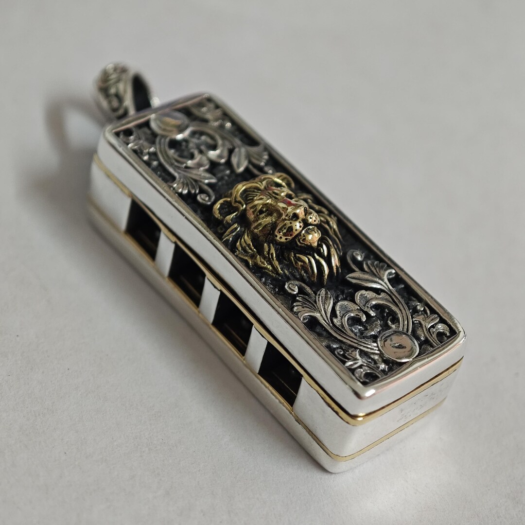 Playable Japanese Mini Harmonica Pendant in Sterling Silver 925 ...