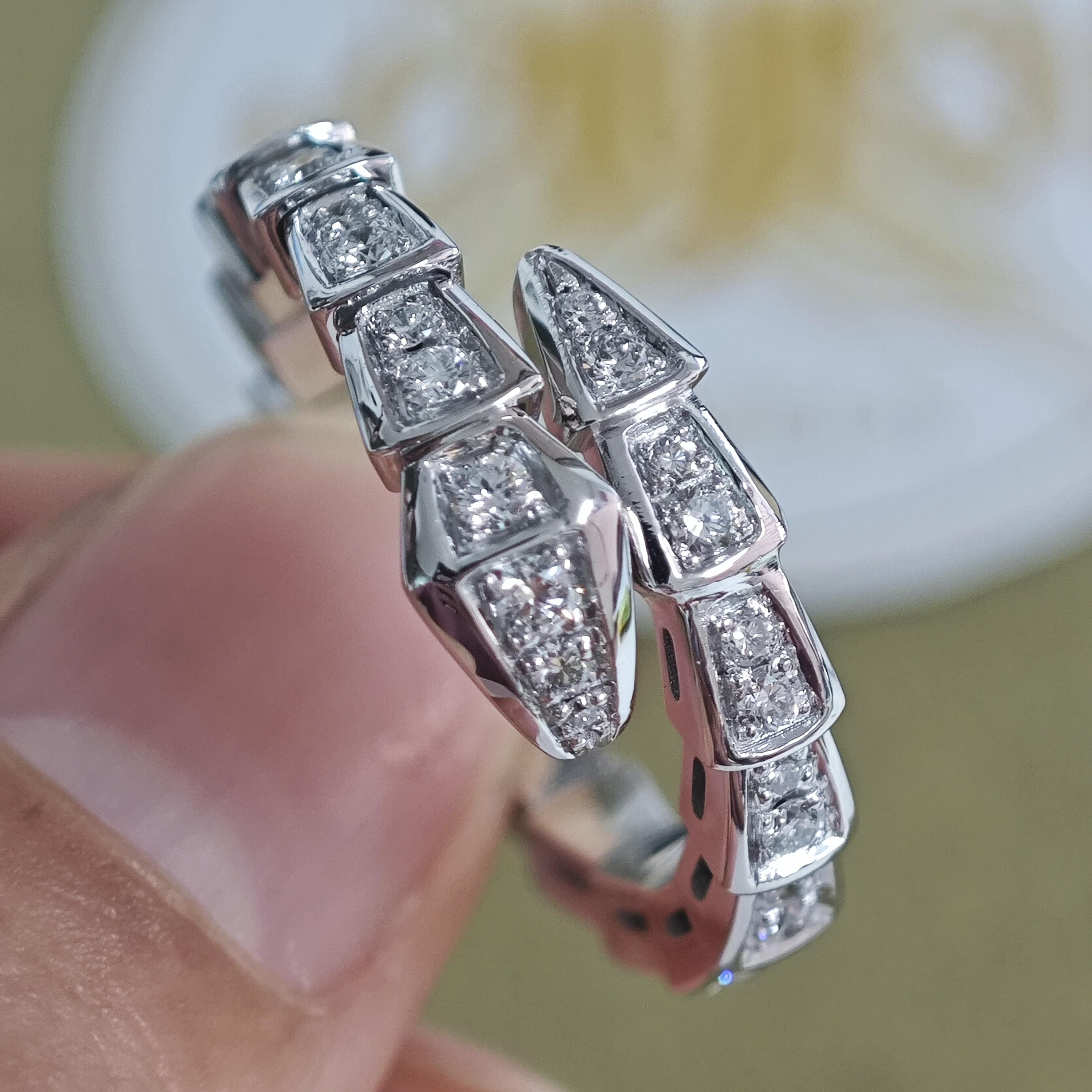 18k White Gold Serpenti Viper Ring Snake With VS Lab Diamond Stone ...
