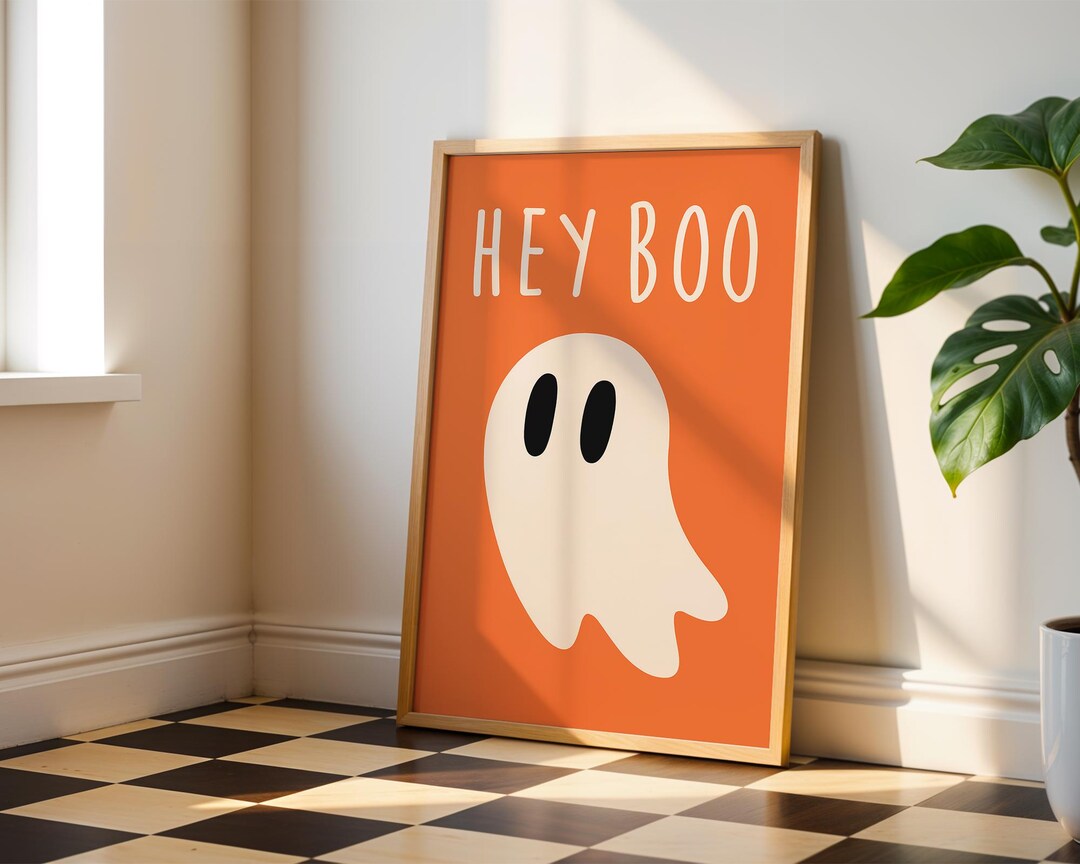 Hey Boo Ghost Halloween Print – Retro Fall Decor (digital Download) - Etsy