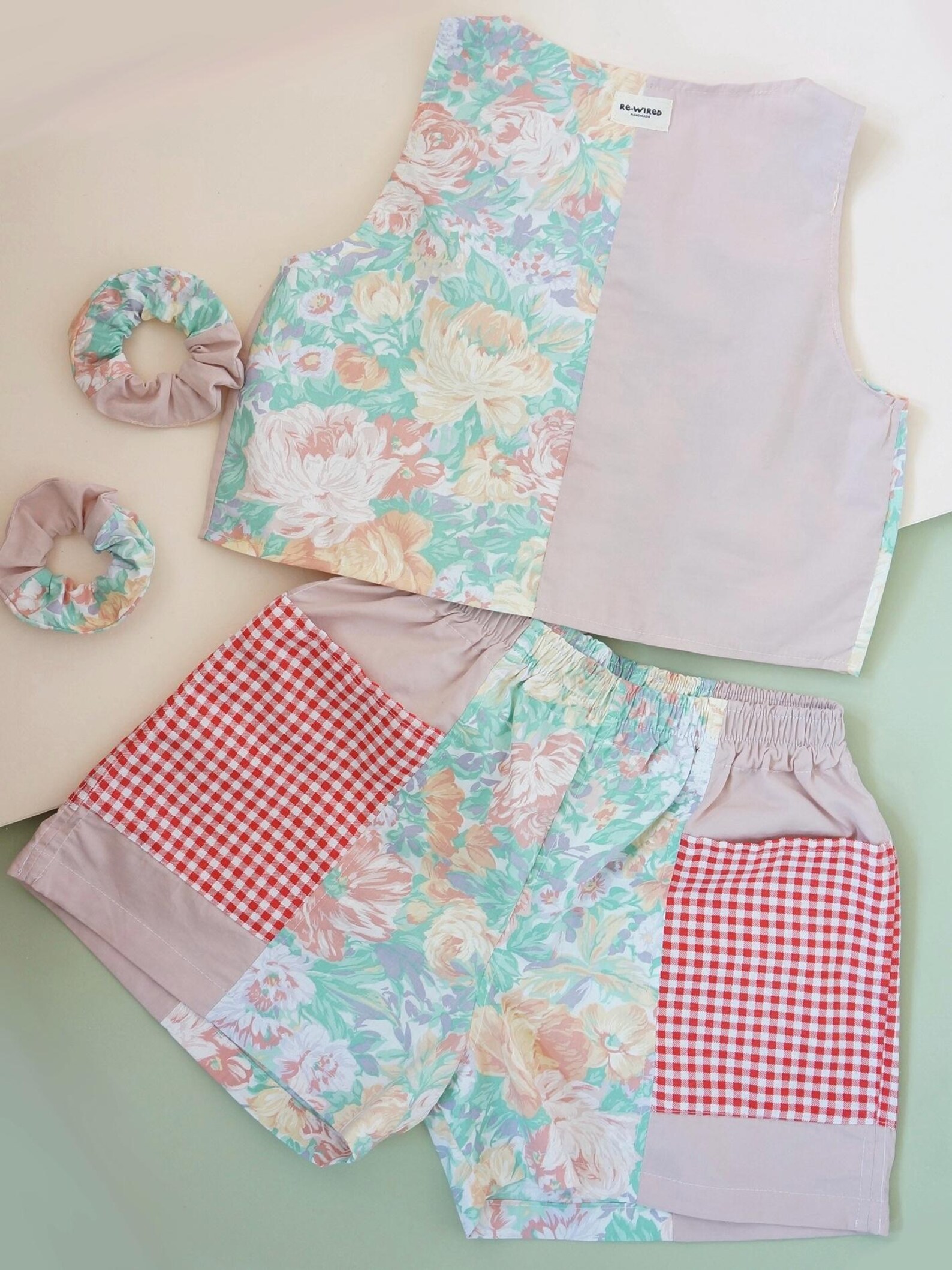 Upcycled Gingham Shorts, Colourful Handmade Vintage Play Shorts in Size ...