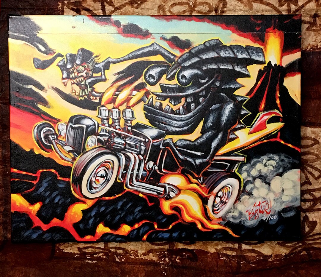 Lava Tiki Hot Rod - Canvas Archival Giclee Print - Etsy