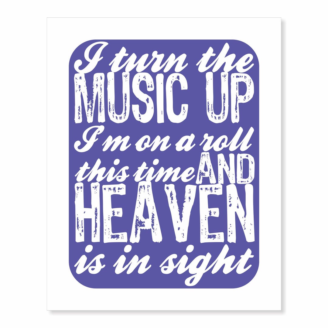 Printable Wall Art Typography Poster Turn the Music up V1 Song Lyrics ...