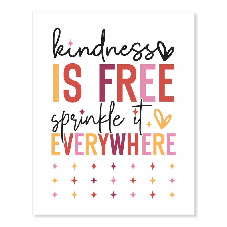Printable Wall Art Typography Poster Kindness Everywhere V2 Kindness ...