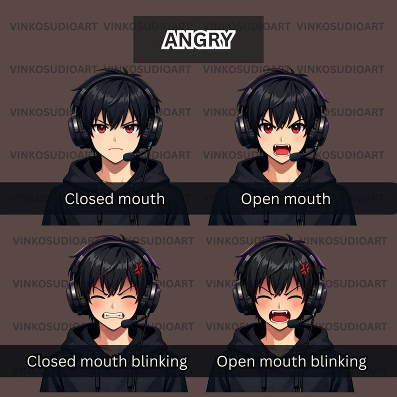 Anime Vampire Boy Pngtuber | Reactive Pngtuber for Veadotube Mini ...