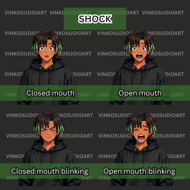 Male Pngtuber Model Isamu – Anime Vtube Avatar, 16 Expressions (digital ...