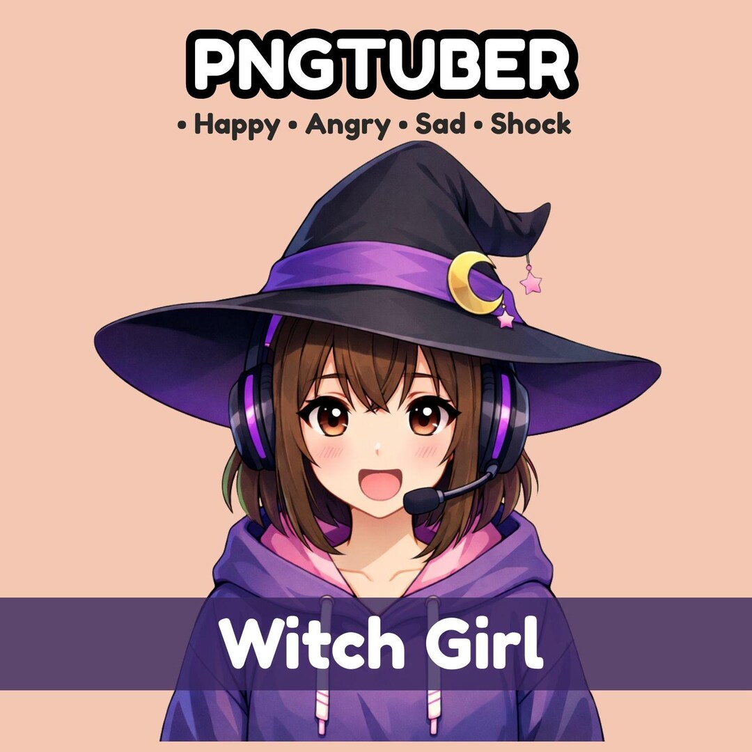 Anime Witch Pngtuber Avatar | Reactive Pngtuber for Veadotube Mini ...