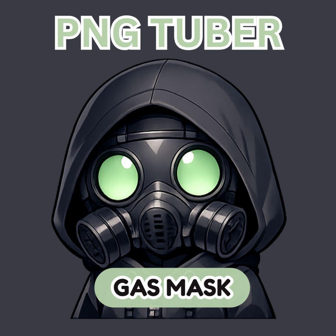 Hooded Gas Mask Pngtuber Avatar | Reactive Vtuber, 16 Expressions - Etsy