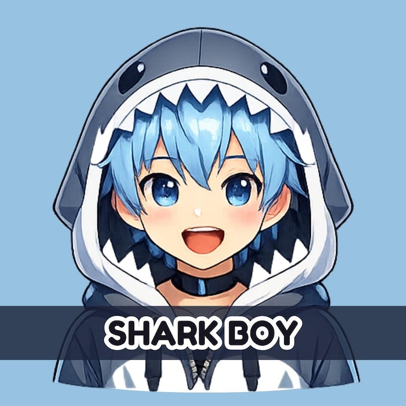 Shark Boy Vtuber Model | Blue Hair Anime Pngtuber (vtube Studio Ready ...