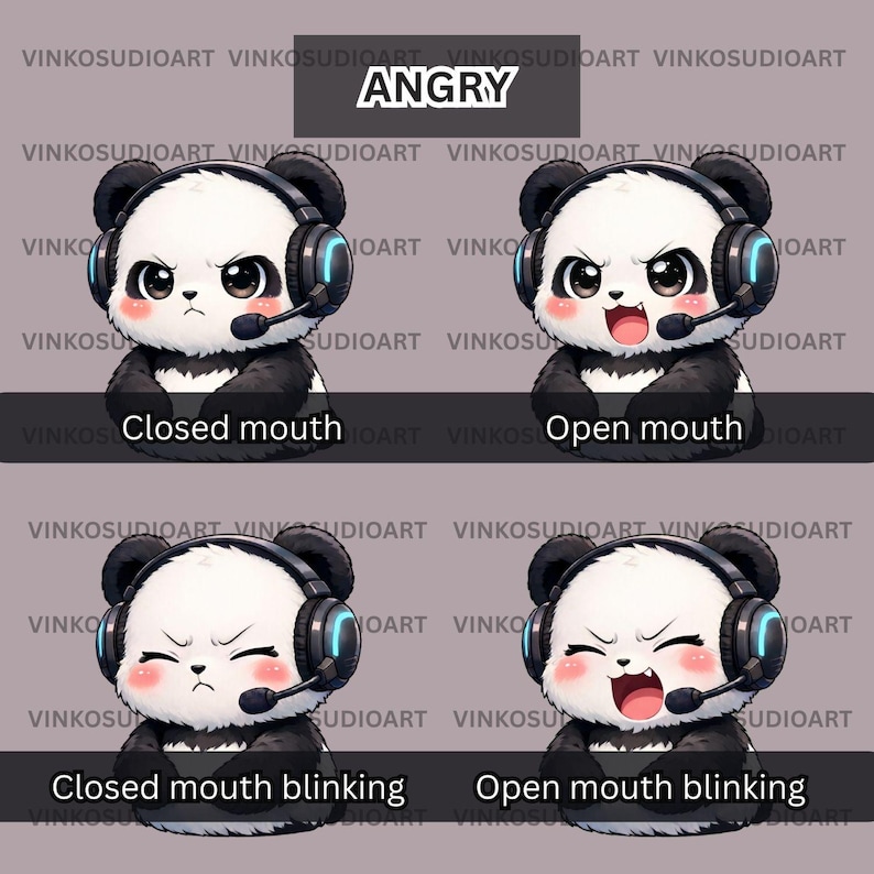 Panda Pngtuber Avatar | Reactive Pngtuber for Veadotube Mini | Vtuber ...