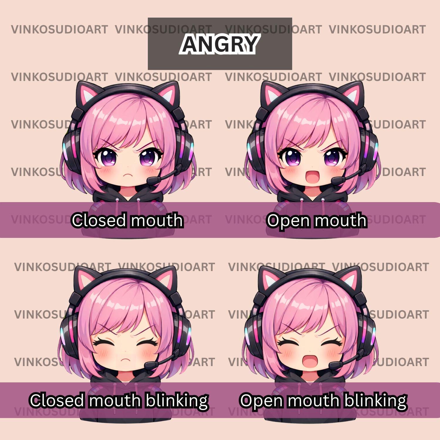 Chibi Pngtuber Avatar | 16 Expressions Reactive Pngtuber | Veadotube ...