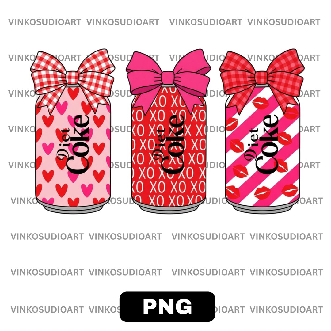 Valentine Soda Can PNG | Diet Coke Style Bow Soda | Coquette Valentine ...