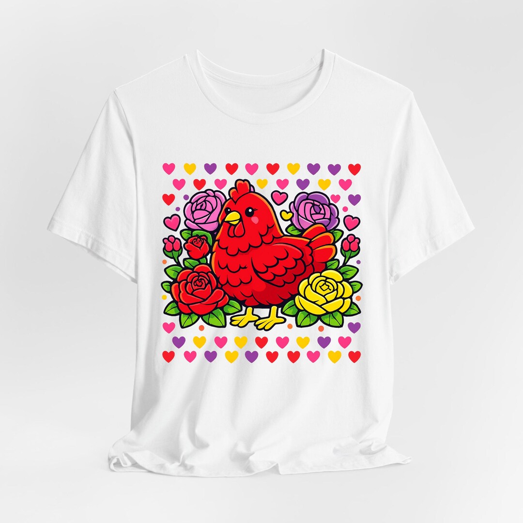 Floral Chicken Valentine PNG | Cute Farm Chicken With Roses | Western ...