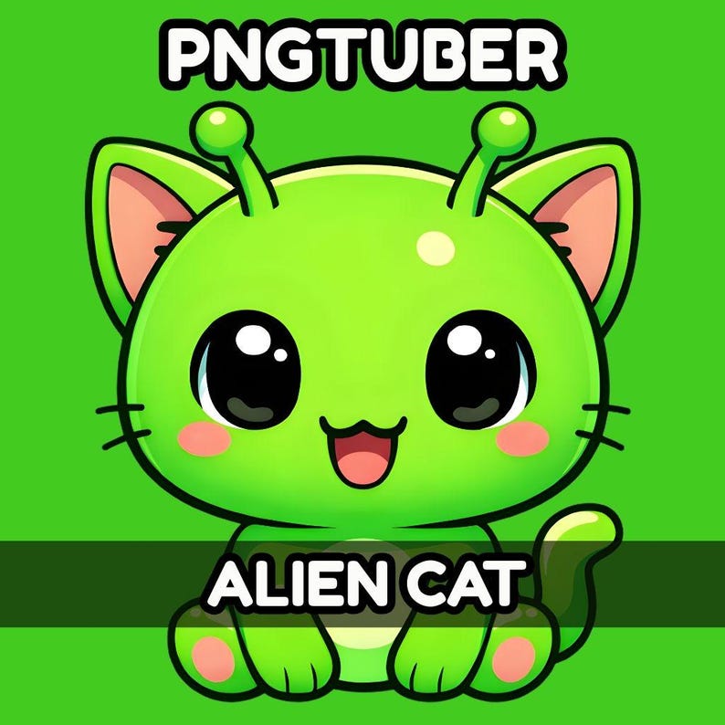 Alien Cat Pngtuber Avatar | Animated Vtuber Pet for Twitch Streamers ...