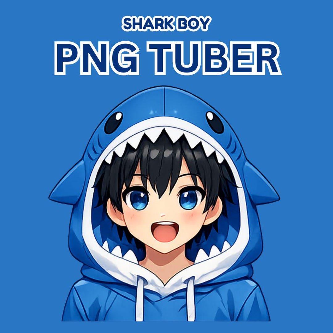 Shark Boy Anime Pngtuber Avatar | Male Vtuber Asset (veadotube Ready ...
