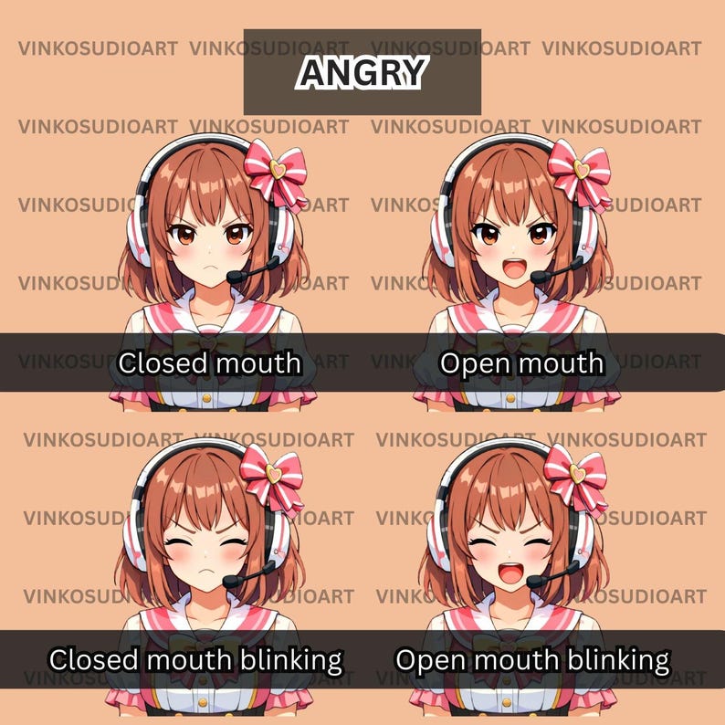 Anime Pngtuber Avatar | Reactive Pngtuber for Veadotube Mini | Vtuber ...