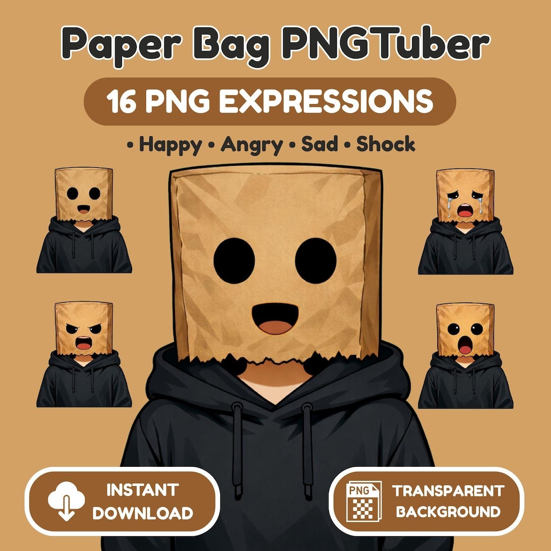 Paper Bag Pngtuber Avatar | Reactive Pngtuber for Veadotube Mini ...