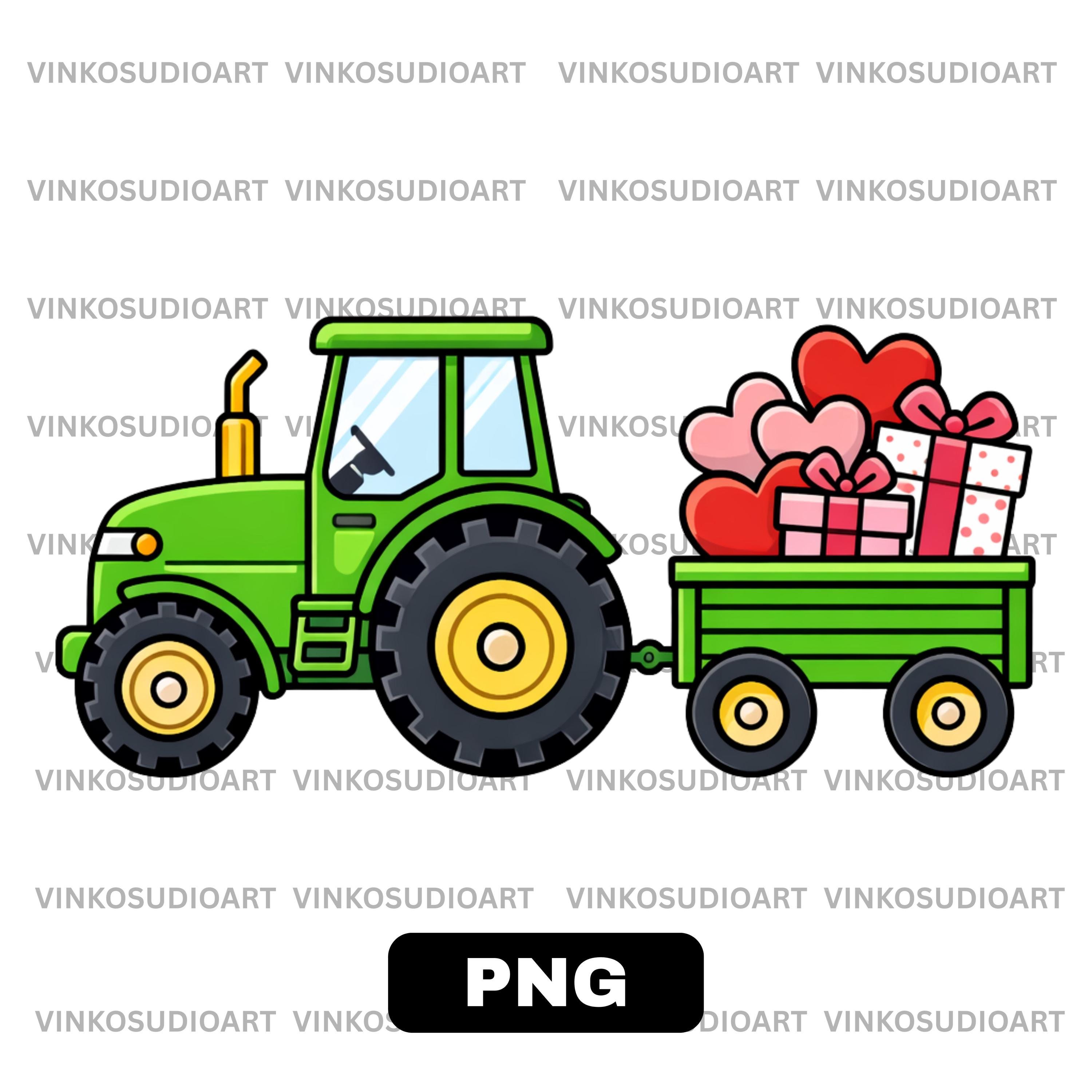 Valentine’s Day Tractor PNG | Cute Farm Tractor With Hearts | Kids ...