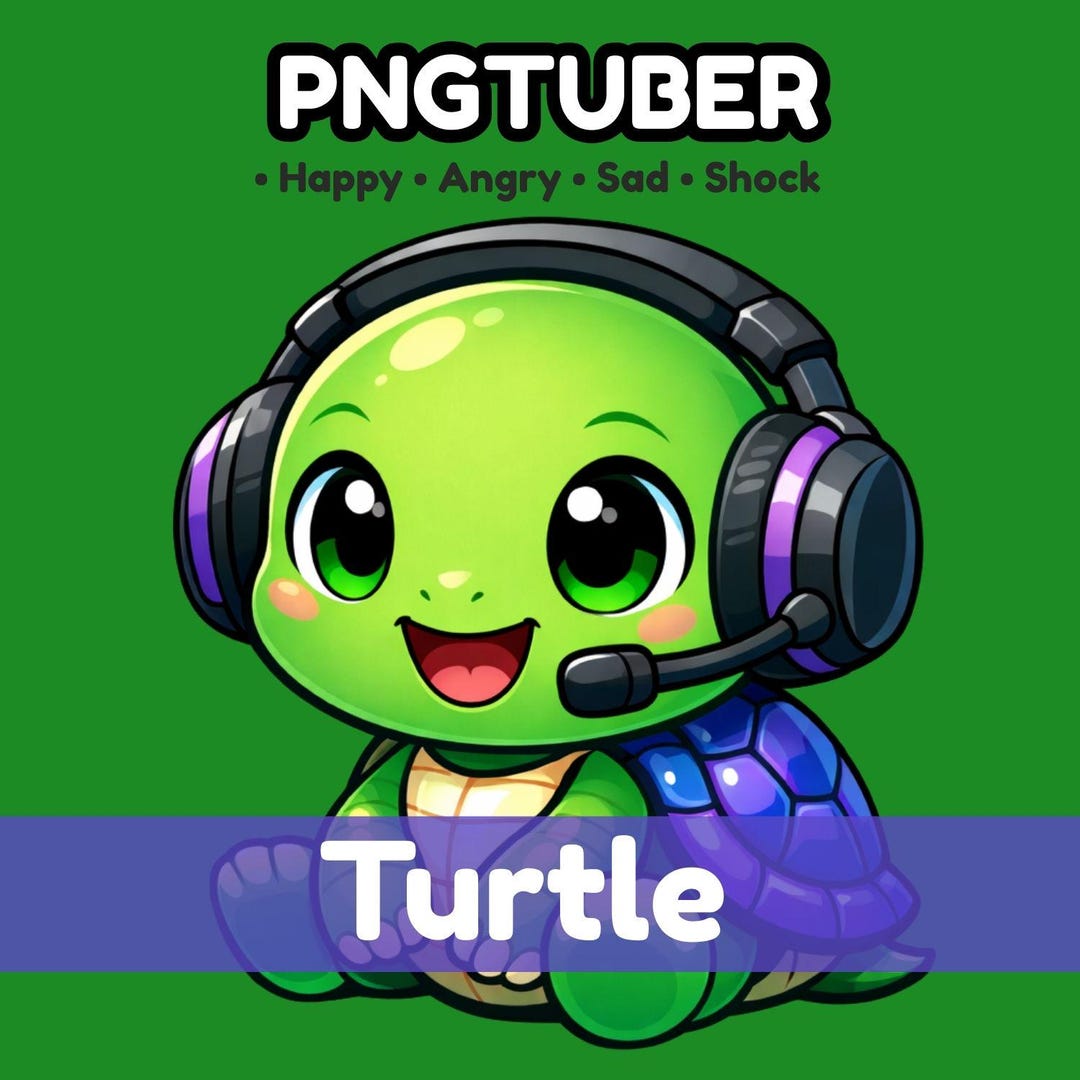 Turtle Gamer Pngtuber | Reactive Pngtuber for Veadotube Mini | Vtuber ...