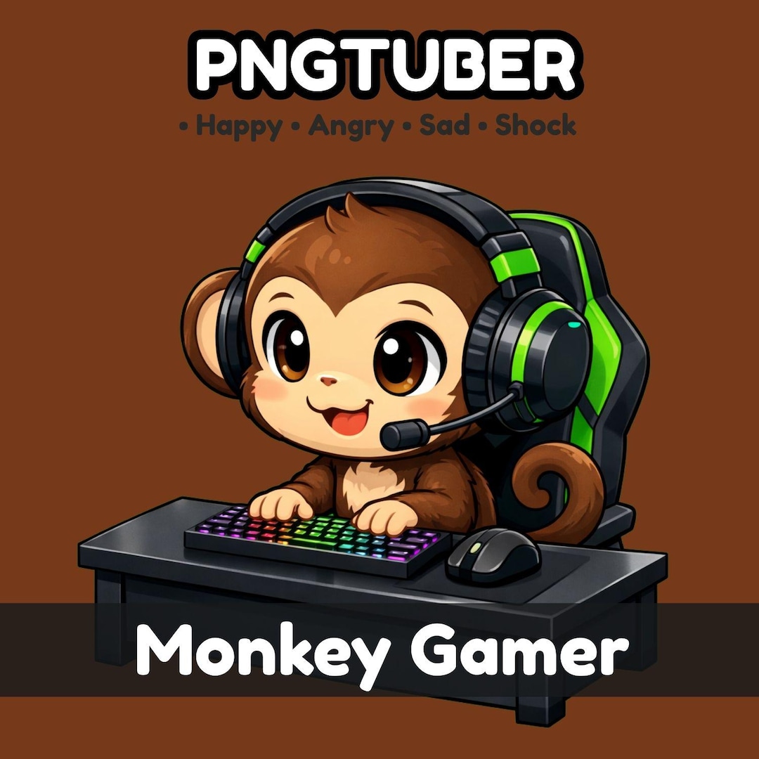 Monkey Pngtuber Avatar | Reactive Pngtuber for Veadotube Mini | Vtuber ...