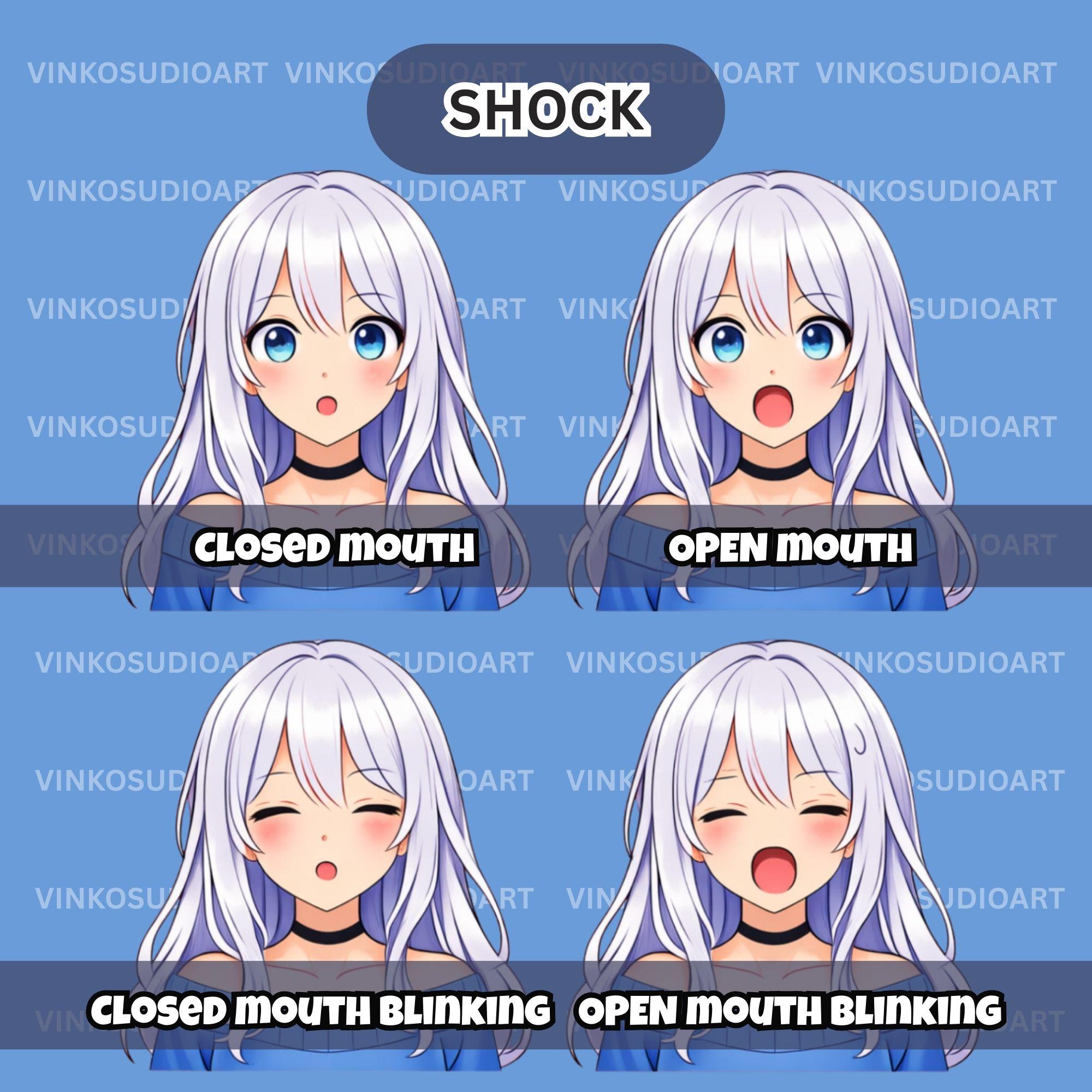 Anime Girl Pngtuber Model | 16 Expressions, Reactive Avatar (veadotube ...